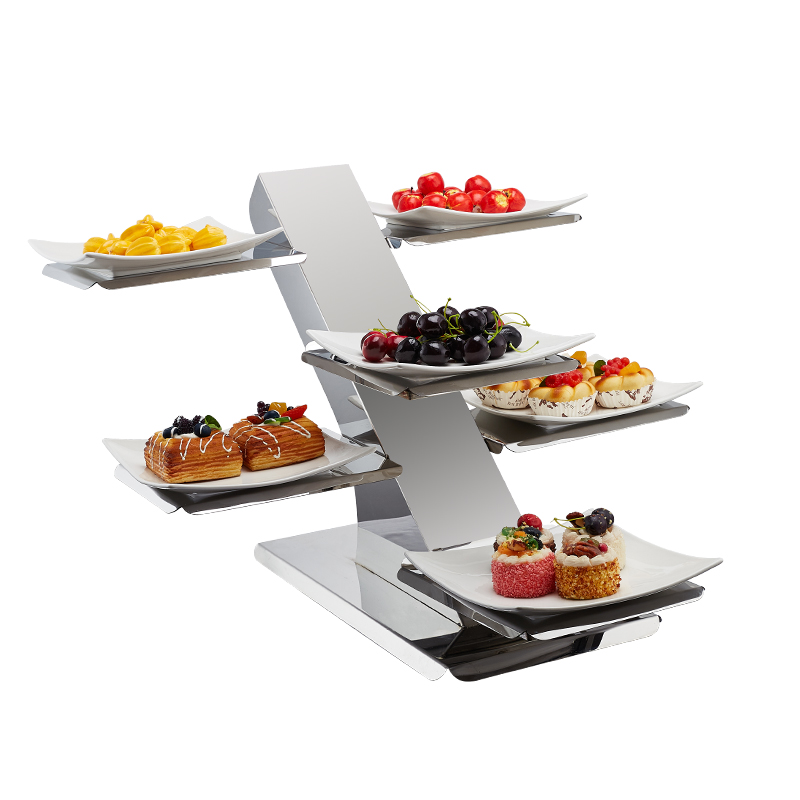 Restaurant Stainless Steel Serving Metal Food Buffet Trays 3 Tier ...
