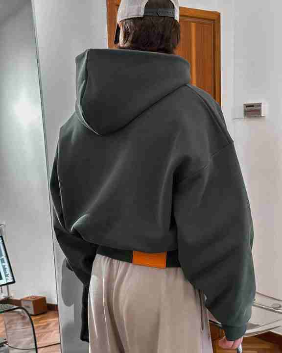 500Gsm Heavyweight Drop Shoulder Boxy Cropped Hoodie Blank 100% Cotton ...