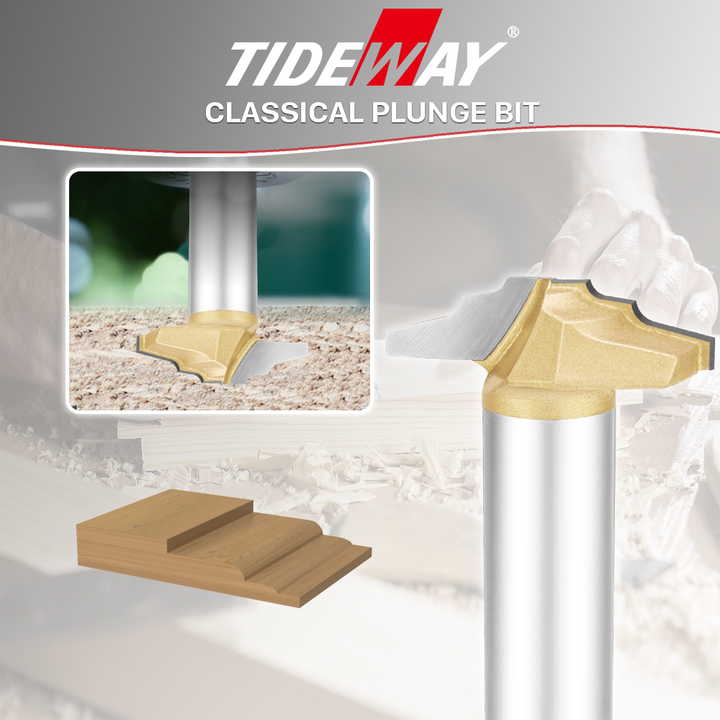 TIDEWAY Professional Grade Classical Plunge Router Bits Carbide Tipped ...