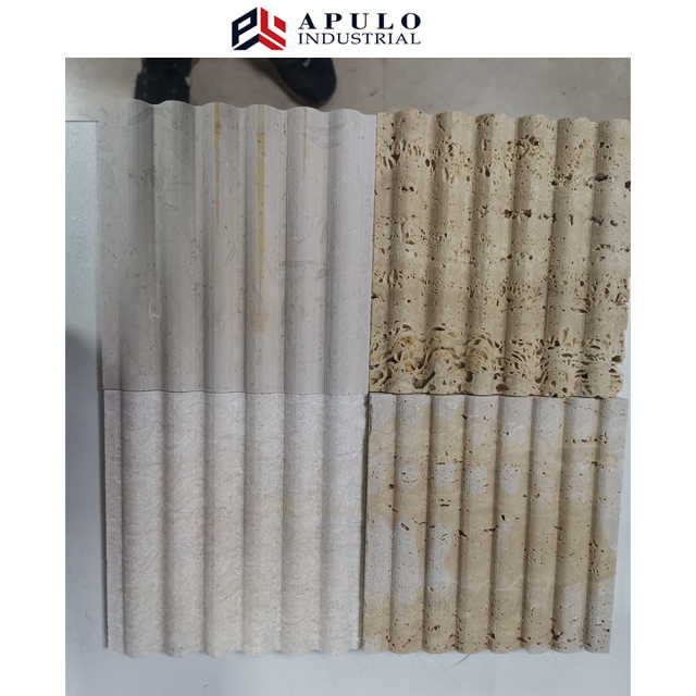 Customized Beige Travertine Wands Curve Flute Tile Finish