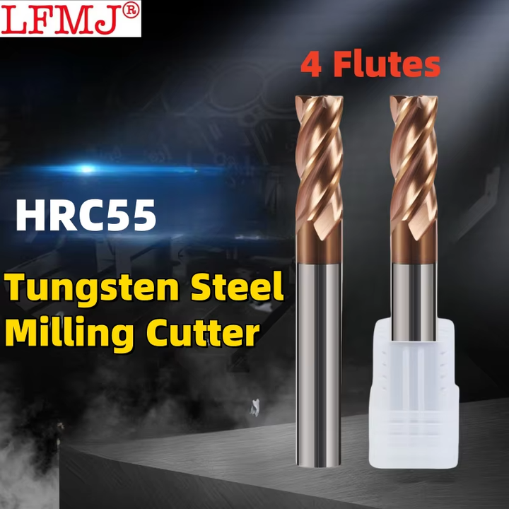 1pcs 16-20mm 4-Flute CNC Carbide Tungsten Steel Milling Cutter HRC55 Square Router Flat End Mill ...