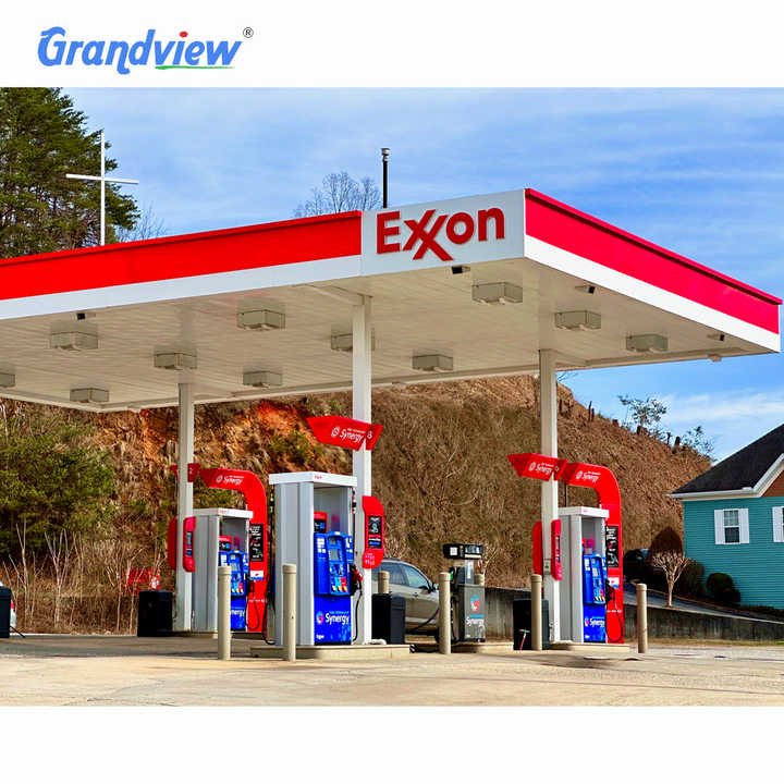 Durable Steel Canopy for Gas Stations - Customizable LED Signs