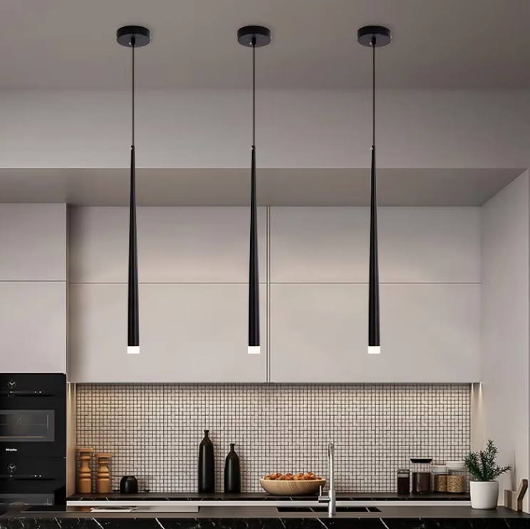 Minimalist Single Head Cone Pendant Light LED Aluminum Tube Hanging ...