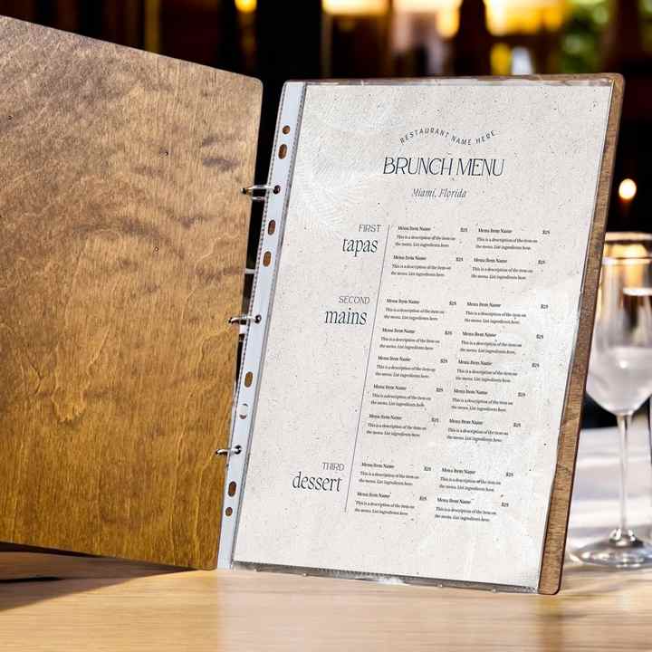 Personalized Modern Style Wooden Menu Stand, Laser Engraved Menu Cover ...