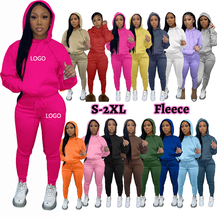 Custom Winter Sweatpants and Hoodie Two 2 Piece Set Women Outfit ...