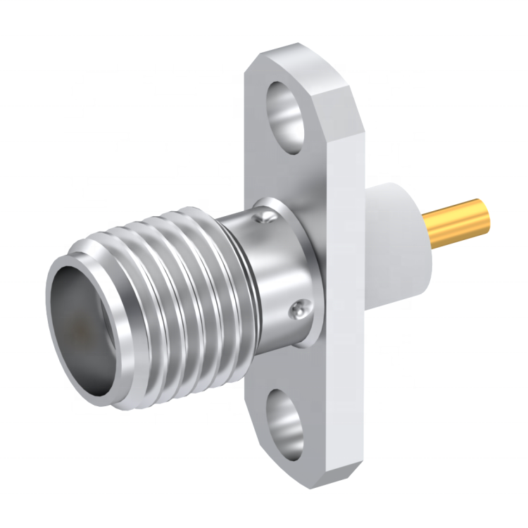 R125461211 SMA / ADJUST. 2 HOLE FLANGE JACK RECEPTACLE WITH CYLINDRICAL ...