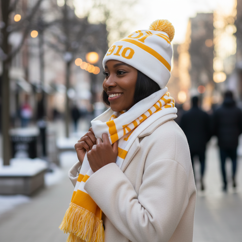 DOI 1910 Yellow Letters Delta Greek Letters Knitted College University ...