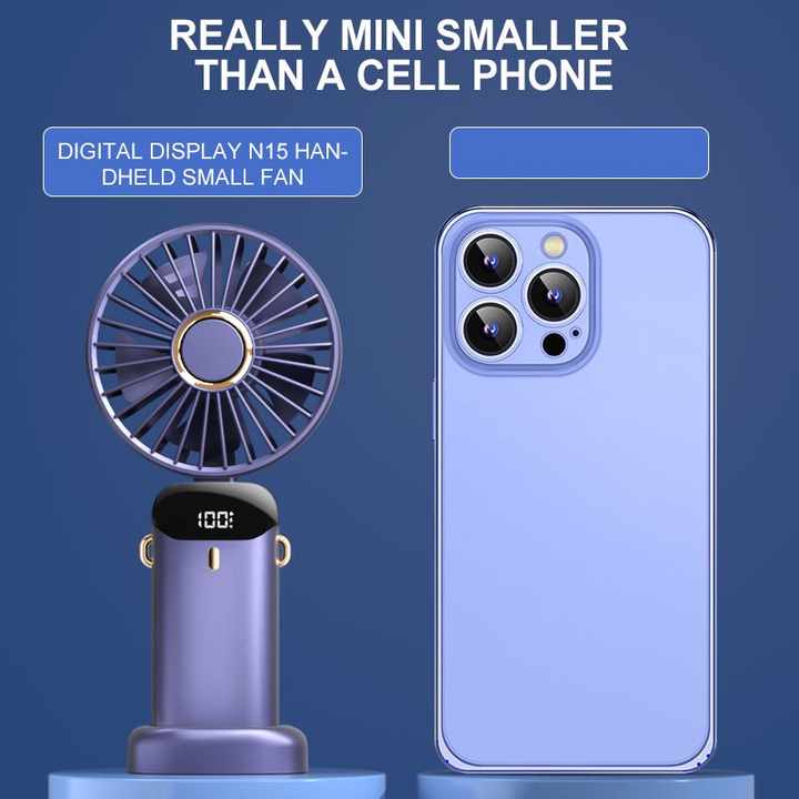 Mini Rechargeable Fan Chinese Cute Folding Handheld LED Digital Display ...