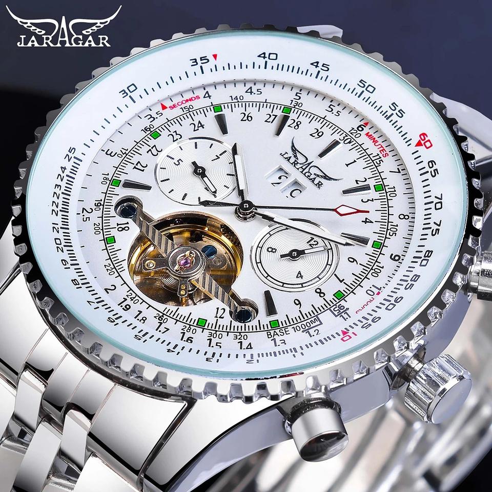 Jaragar Flying Series - Premium Mens Watch with Golden Bezel