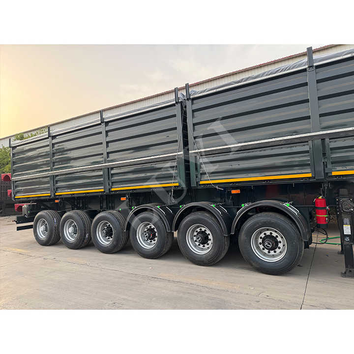 Heavy Duty 6 Axle Hydraulic Double Box Rear Side Dump Tipping Truck ...