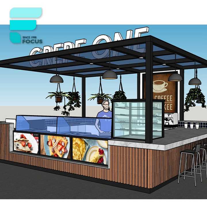 Modern Coffee Kiosk - Futuristic Design for Indoor & Outdoor