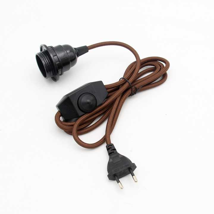 AC 220V EU Plug Power Cords Textile Covered Cable With Dimmer Switch ...