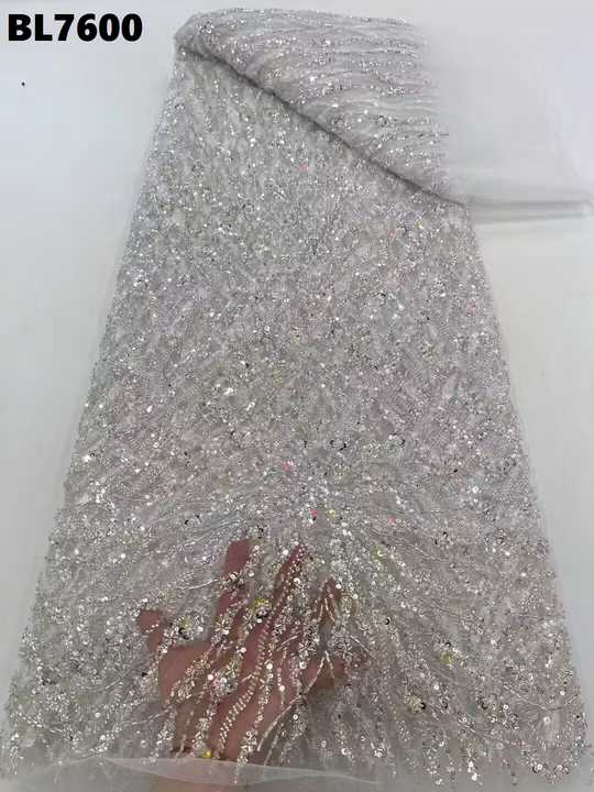 Luxury Lavender Glitter Beads Lace Design 2025 Latest French Embroidery ...