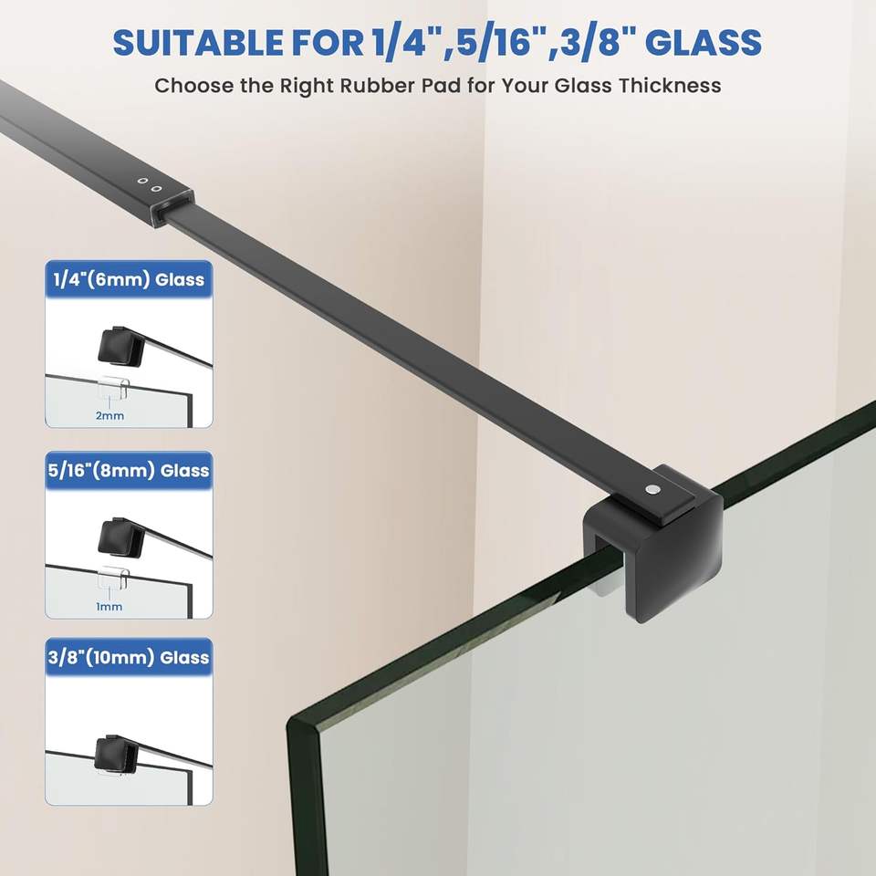 Shower Door Glass Support Bar 300-1200 mm Adjustable Stainless Steel ...