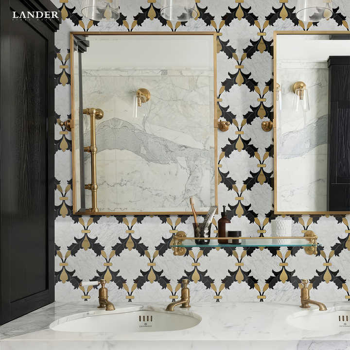 Lander 10mm Thick Modern Stone Marble Mosaic Tile Parquet Villa Wall ...