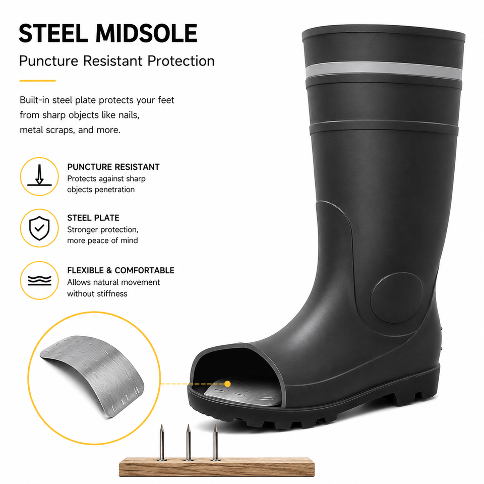 Steel Toe Work Safety Boots Waterproof Anti Static PVC Labor Protection ...