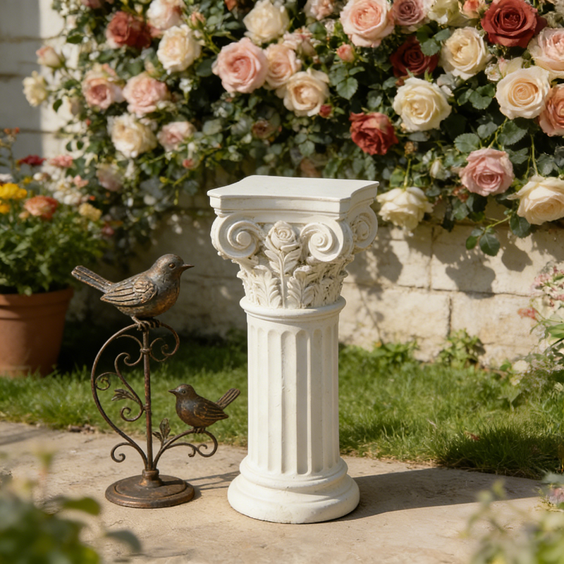 Dropshipping Pure White Rose Corinthian Column Style Resin Hand-painted ...
