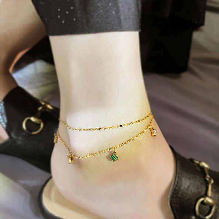 Korean Style Unique Sexy Anklet Women's Colorful Four-Leaf Clover ...