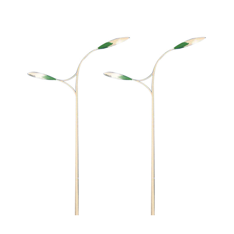 Double Arm Street Lighting Pole 2 - 15M Height, Galvanized Steel