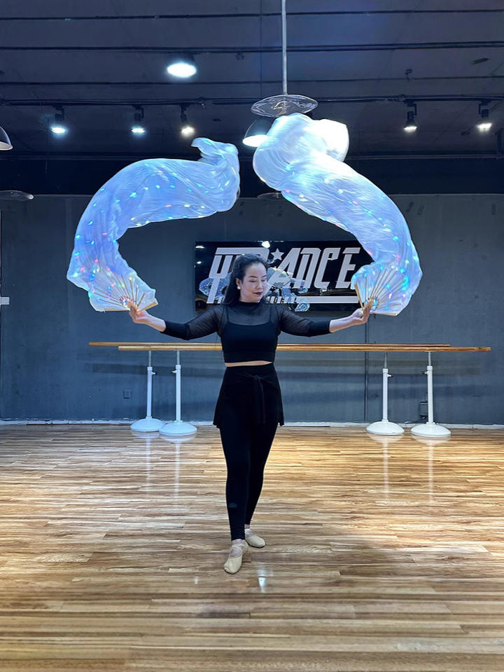 Belly Dance New Creative LED Light-Up Fan-7-Color Flash Silk/Cotton ...