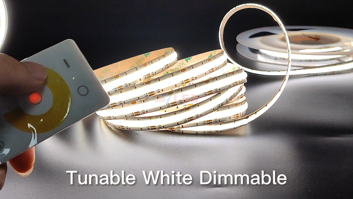 Tunable White Cob Led Strip Cct Color Dc 24v 640leds/m 720lm 800lm 10mm ...