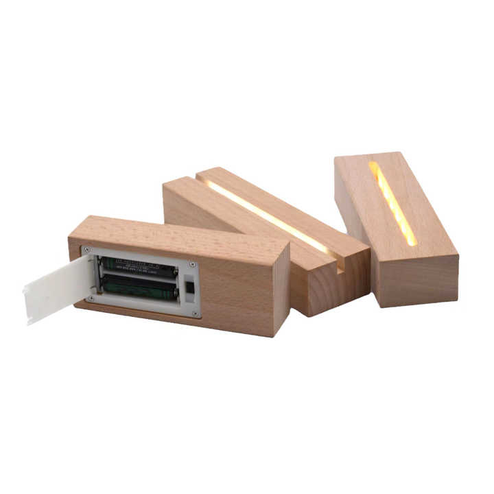 Battery Colorful Light Wooden LED Lights Stand Rectangle Base for ...
