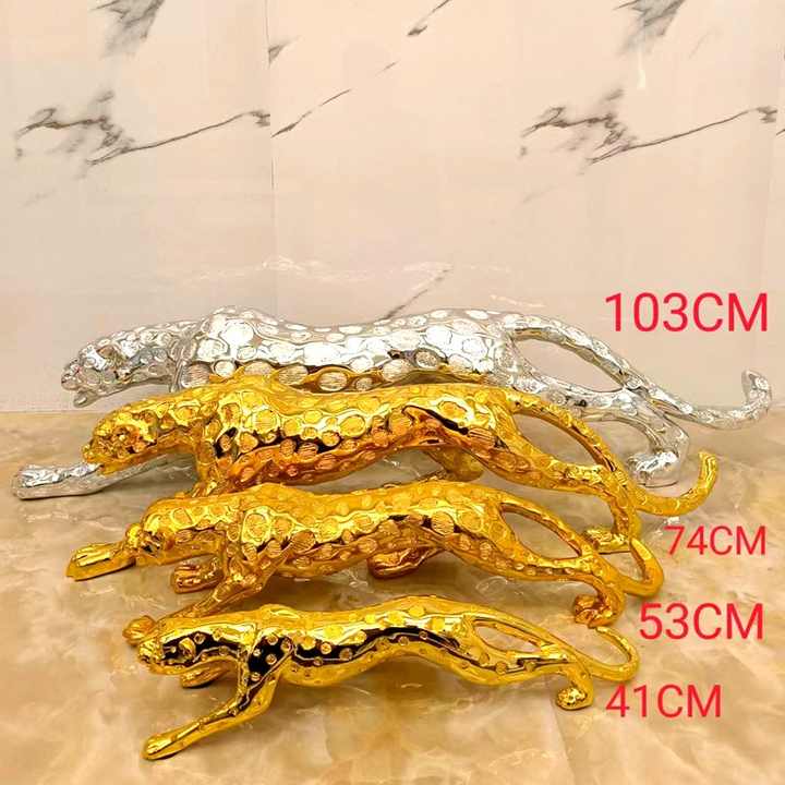 Large Gold Leopard Sculpture - Decorative Accents for Home