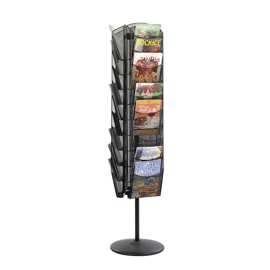 Revolving Magazine Rack - Durable Metal Floor Display Stand