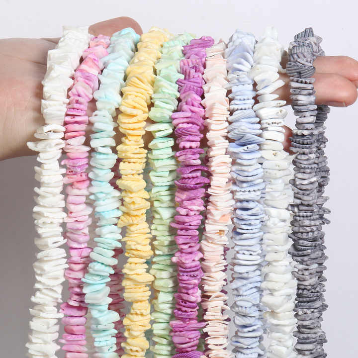 Wholesale Freshwater Shell Loose Beads - Multi-Color Pink Puka Shell ...