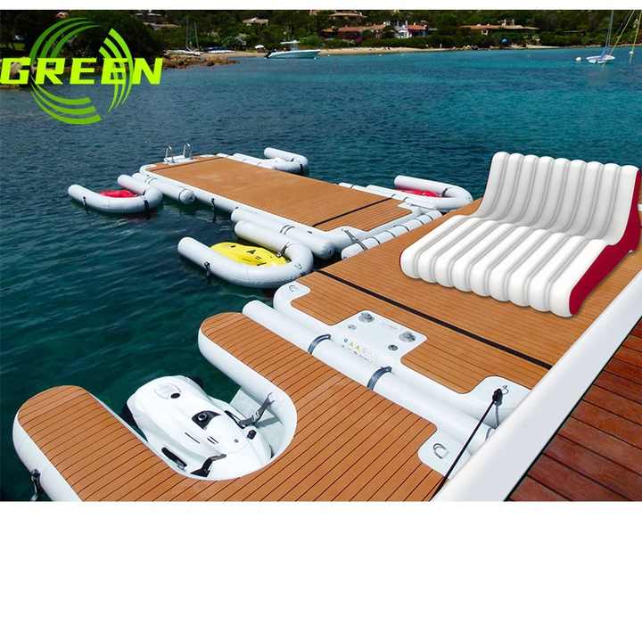 GREEN Aqua Marine Inflatable Floating Pontoon Island Bar