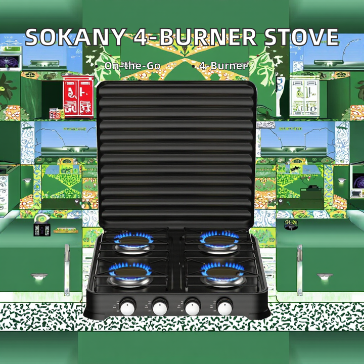 63. Stainless Steel 4-Burner Portable Gas Cooker All Pot Sizes Suitable ...