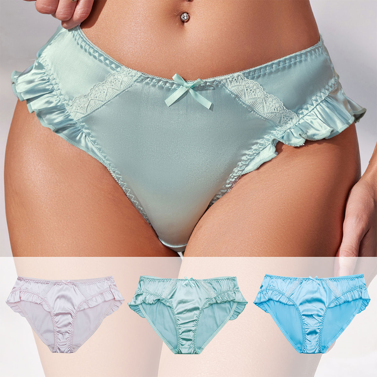 Women in satin panties store