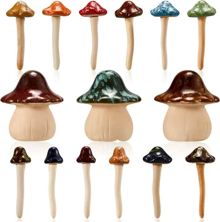 Ceramic Mushroom Statue Ceramic Garden Mushrooms Figurine Decorative ...
