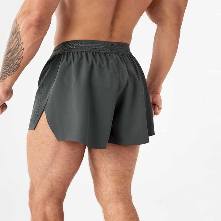 Breathable Double Layers Fitness Men Shorts Lightweight Solid Color ...