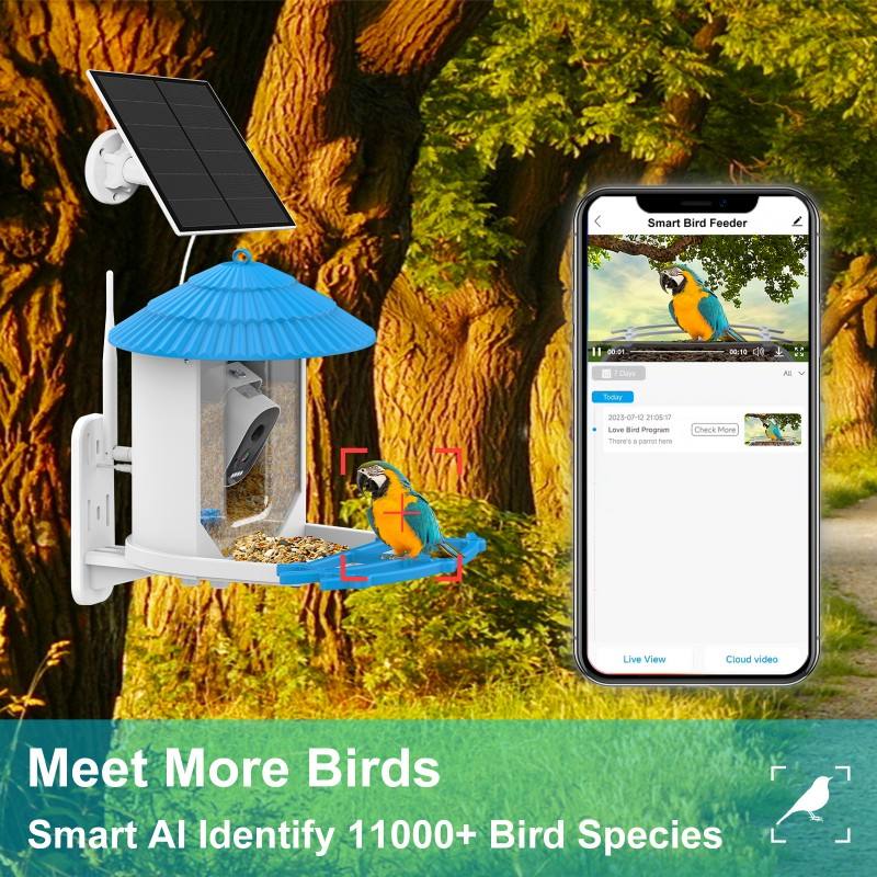 Smart Automatic Portable Bird Feeder Battery Powered Outdoor Waterproof ...