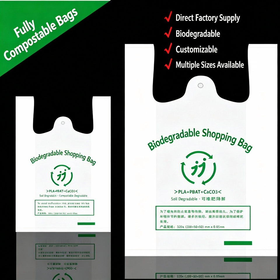 Custom Biodegradable Plastic Bags Disposable PLA Vest Shopping Bags ...