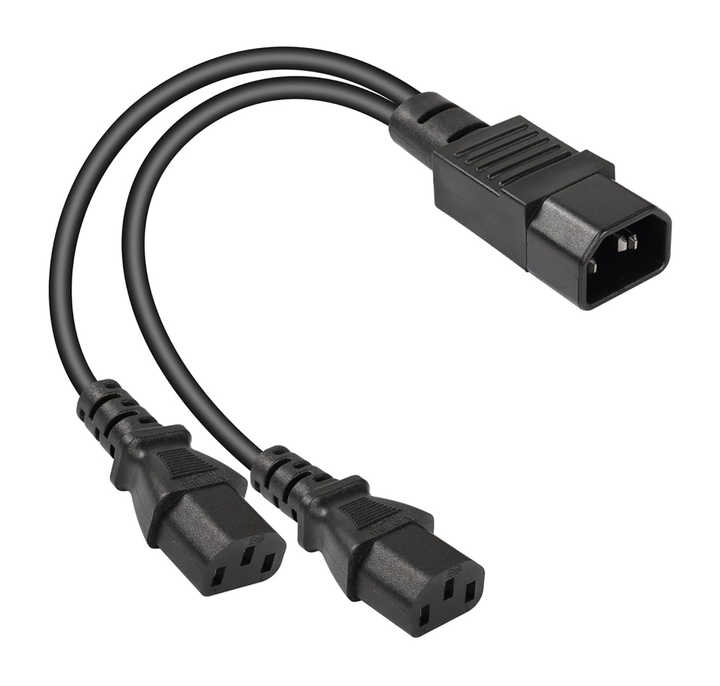 Dual C13 Power Cord Cable IEC 320 C14 to 2xC13 Y Splitter Cord IEC 320 Male to 2 Female Adapter ...