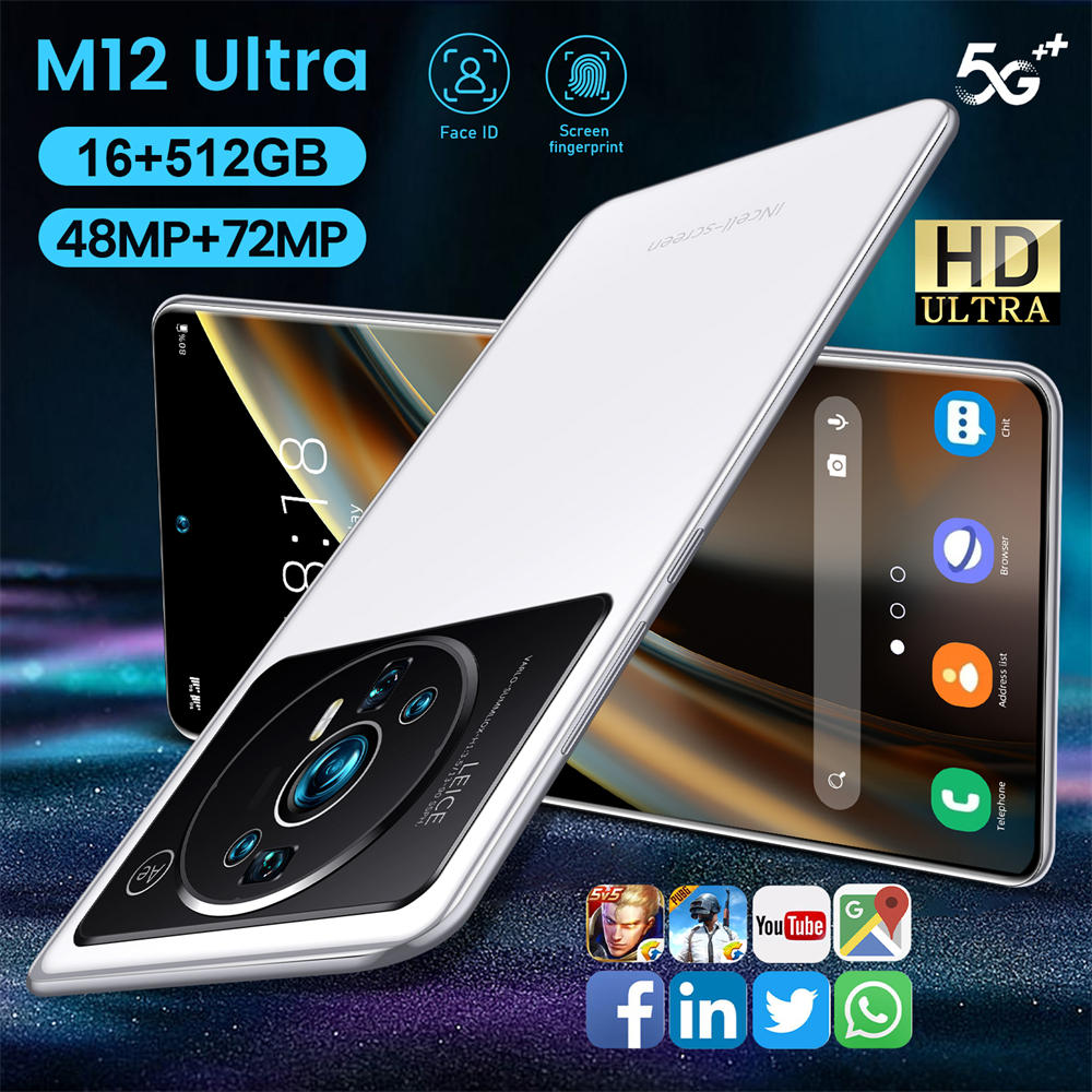 2022 New M12 U1tra Original Global Version Smartphone Big Screen 5G ...