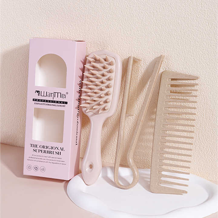 Factory Direct Wheat Straw Hair Comb 4-piece Set Shampoo Brush Massage ...