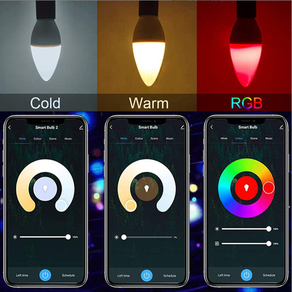 HONPNK E14 Tuya Smart WiFi Light Bulb LED Mobile Phone Timed Voice ...