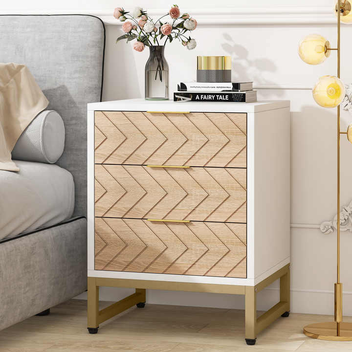 Tribesigns Wooden 3 Drawers Nightstand - Modern & Stylish