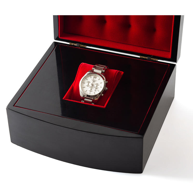 High-End Black Solid Wood Watch Box High-Gloss Spray Painted Square ...
