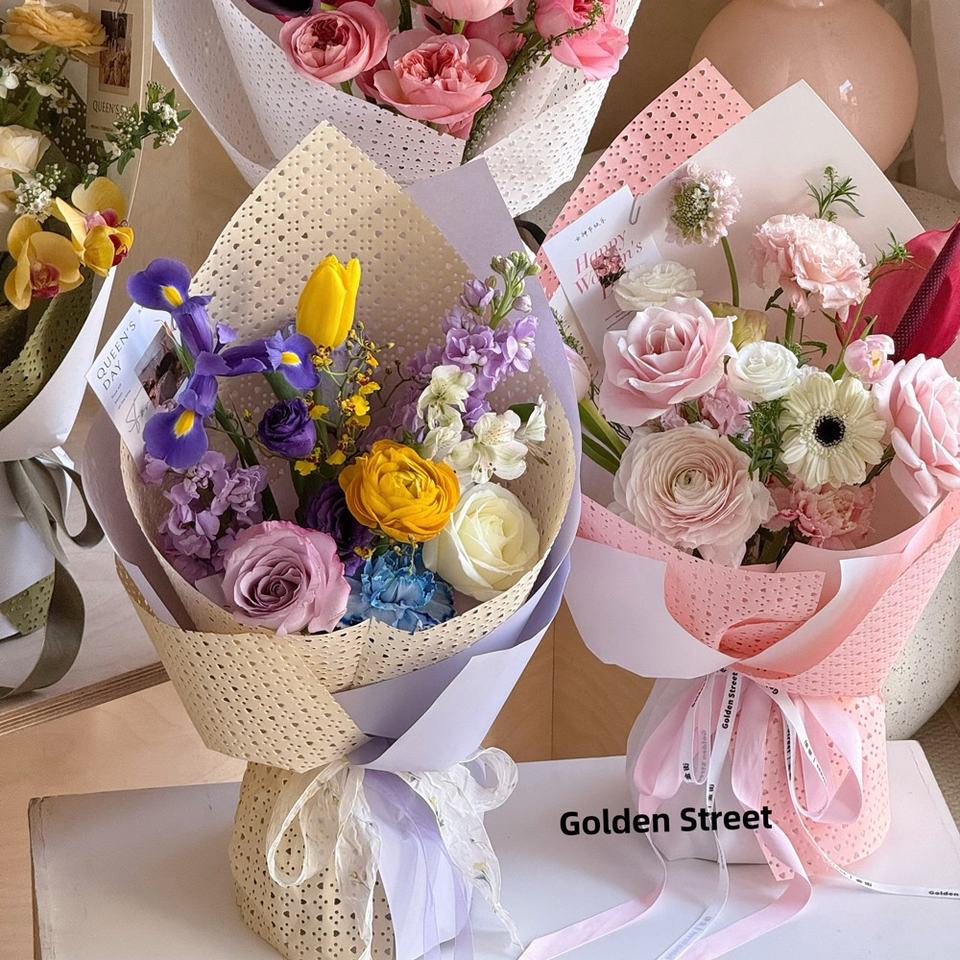 Heart-Shaped Hollow Flower Bouquet Gift Wrapping Packaging Paper ...