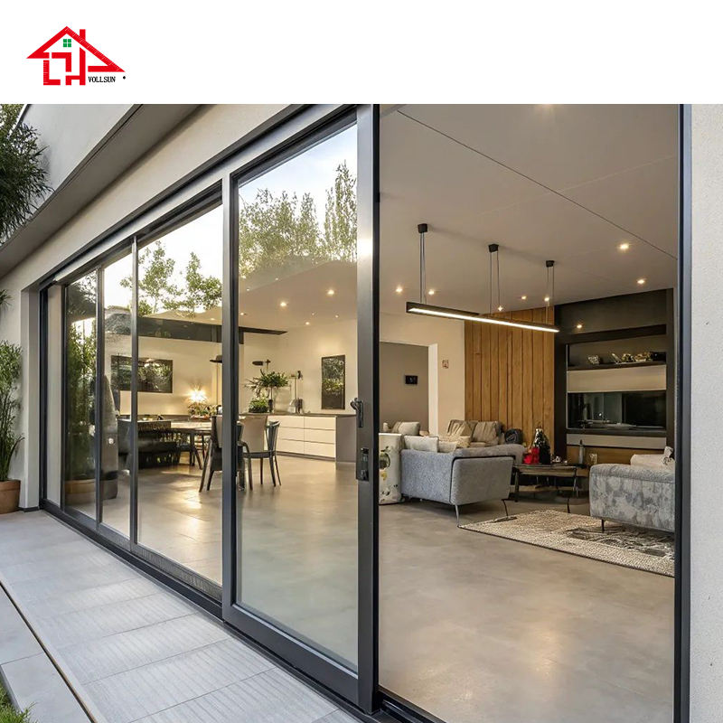 Modern 2 Track Stacker Sliding Door 4 Sashes Aluminum Slim Frame System ...