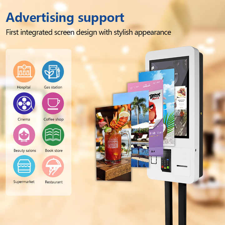 27 Inch Remote Control Self Service Restaurant Touch Screen Kiosk With ...