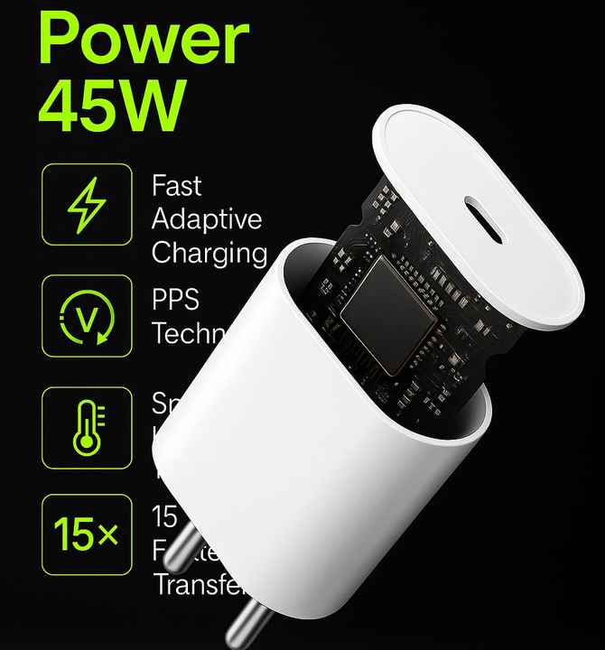 Bis Certified 45W Type-C Wall Charger Fast Charge for OnePlus Nothing ...
