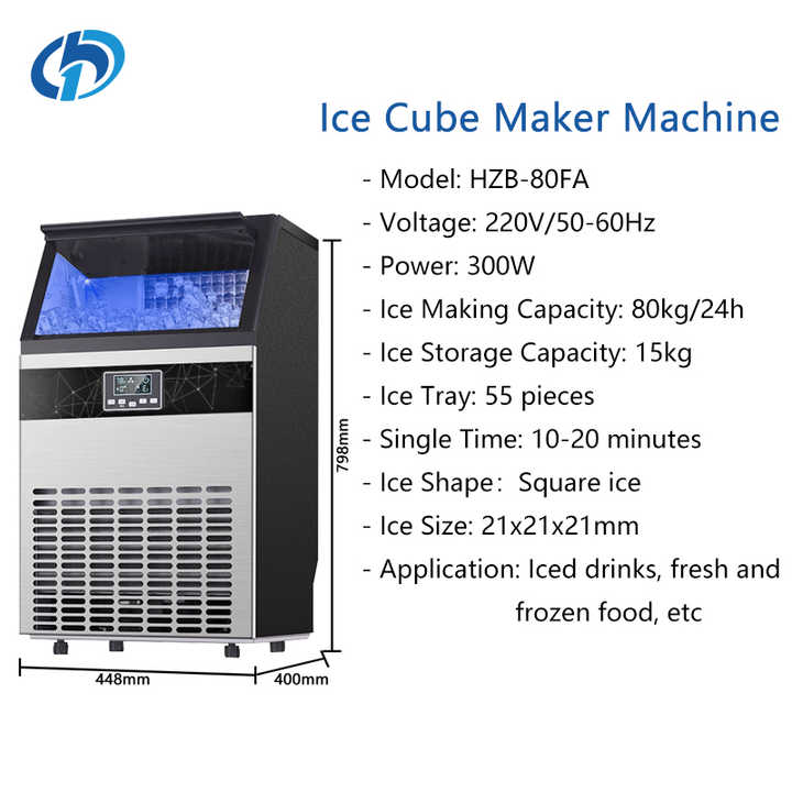 Ice Maker Machine Commercial 80kg Ice Cube Makers Automatic Ice Block ...