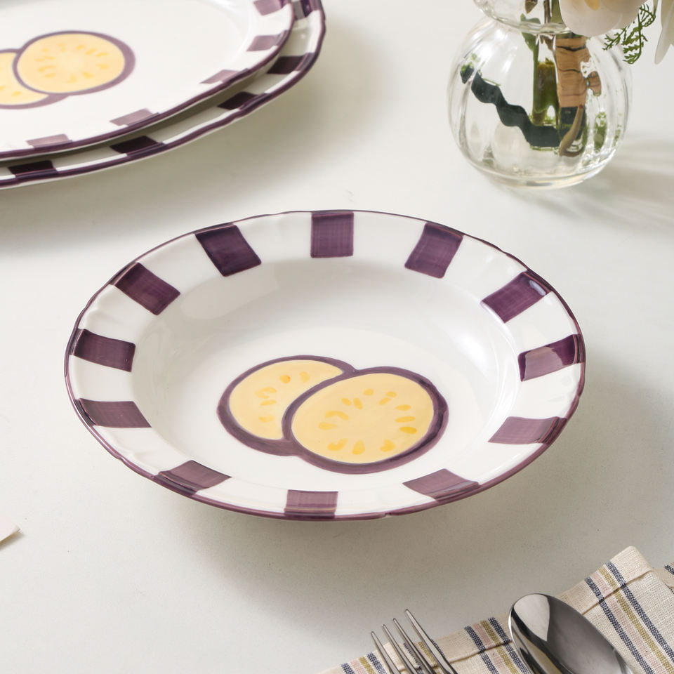 Summer series hand painted custom logo tableware ceramic charger plates ...