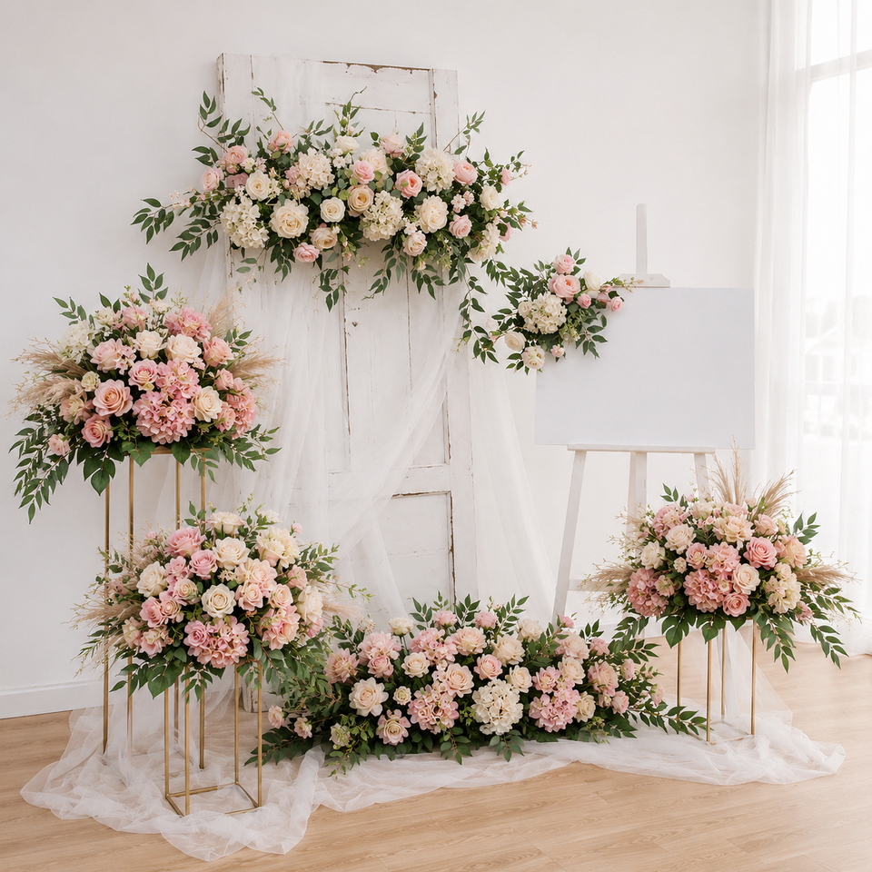 Custom Wedding Theme Flower Arch Set Colorful Artificial Flower Ball ...