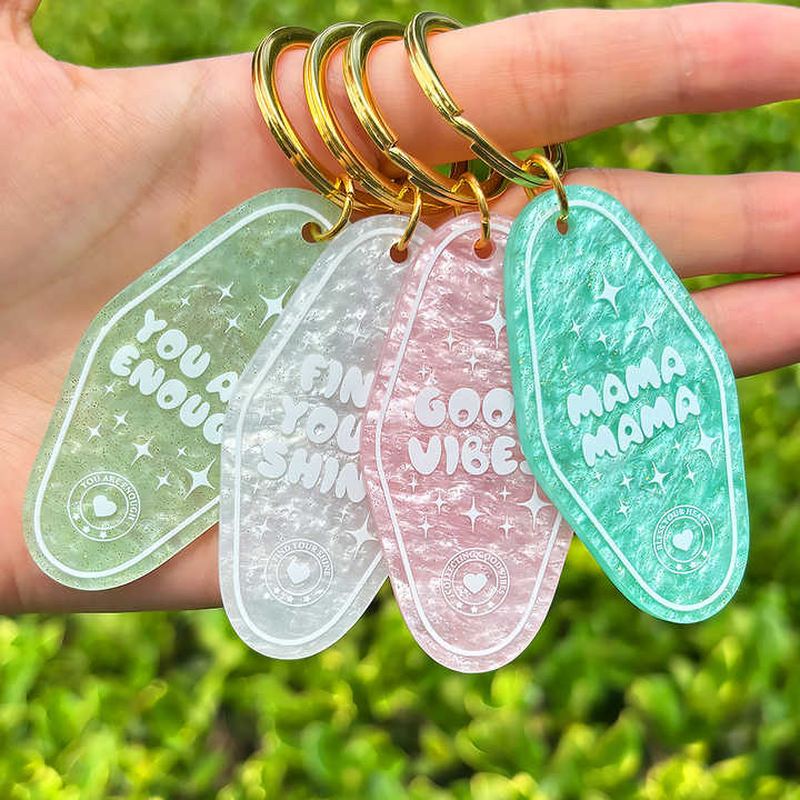 No Minimum Custom Hotel Keychains Cheap Wholesale Positive Self-love ...